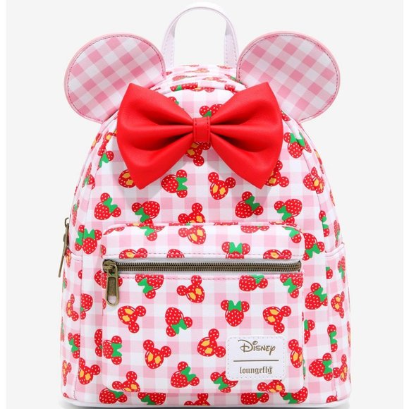 Disney | Bags | Minnie Mouse Strawberry Gingham Mini Backpack Loungefly ...